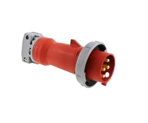 HBL4100P7W Pin and sleeve male 3P4W 100A 480V 3PH watertight IEC red ...