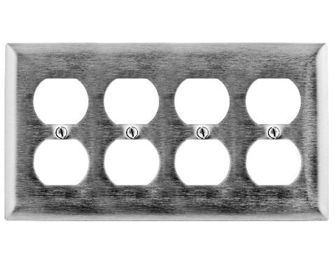 SS84 Faceplate 1 gang 4 duplex S/S 302/304 Hubbell