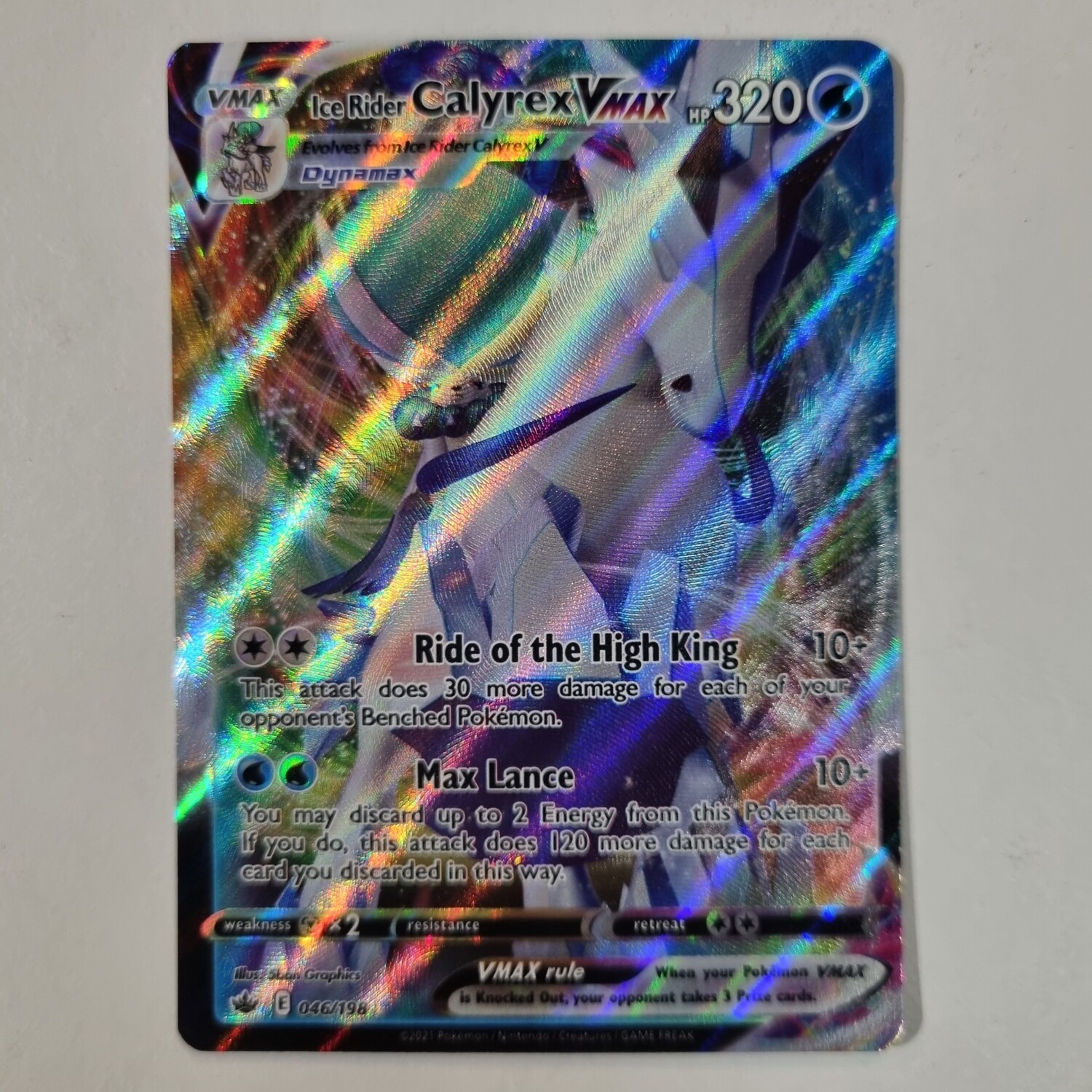 Pokemon Card- Ice Rider Calyrex Vmax Full Art (a)