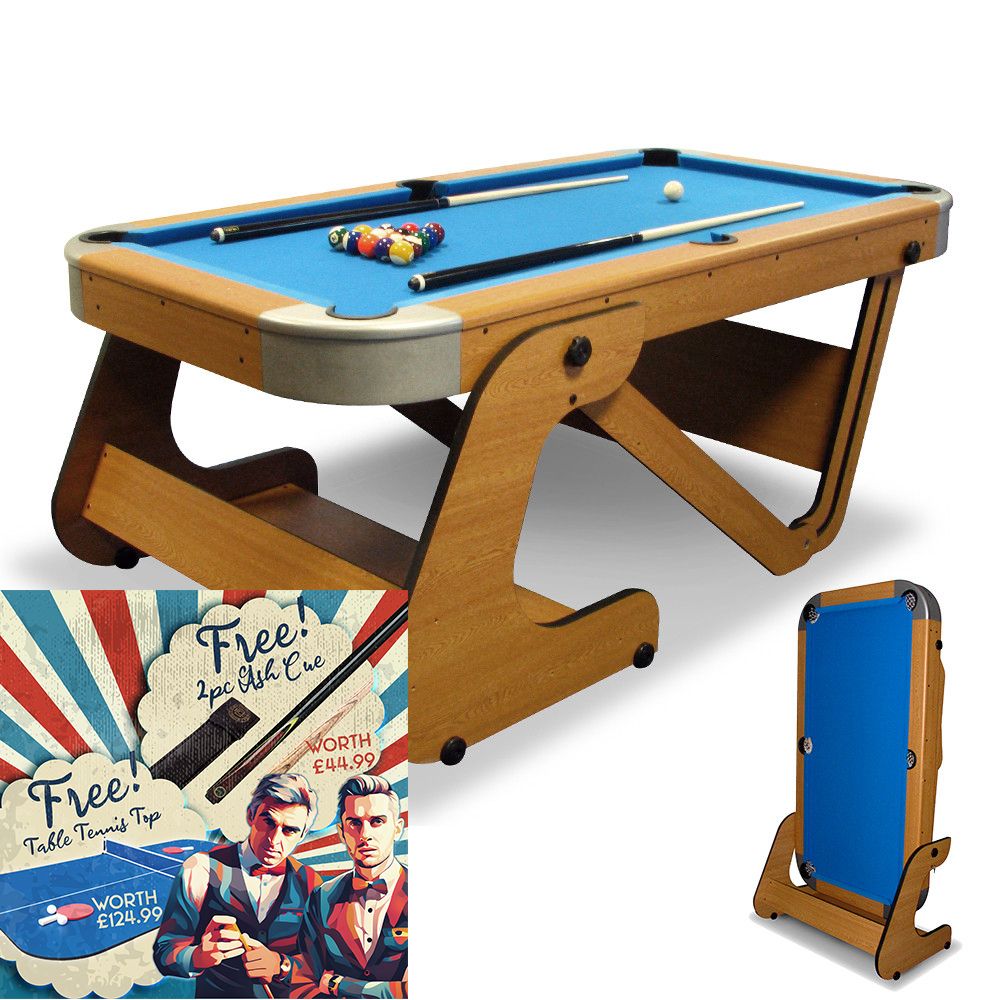 Riley Folding Pool Table - 6ft 6in - Vertical Folding - Beech Finish ...