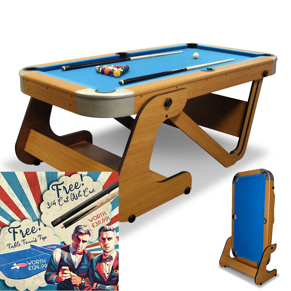 Riley Folding Pool Table - 6ft 6in - Vertical Folding - Beech Finish ...