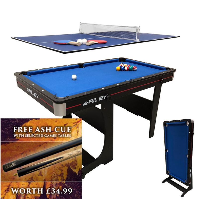 Riley Folding Pool Table 2 in 1 - 5ft - Vertical Folding - with Table ...