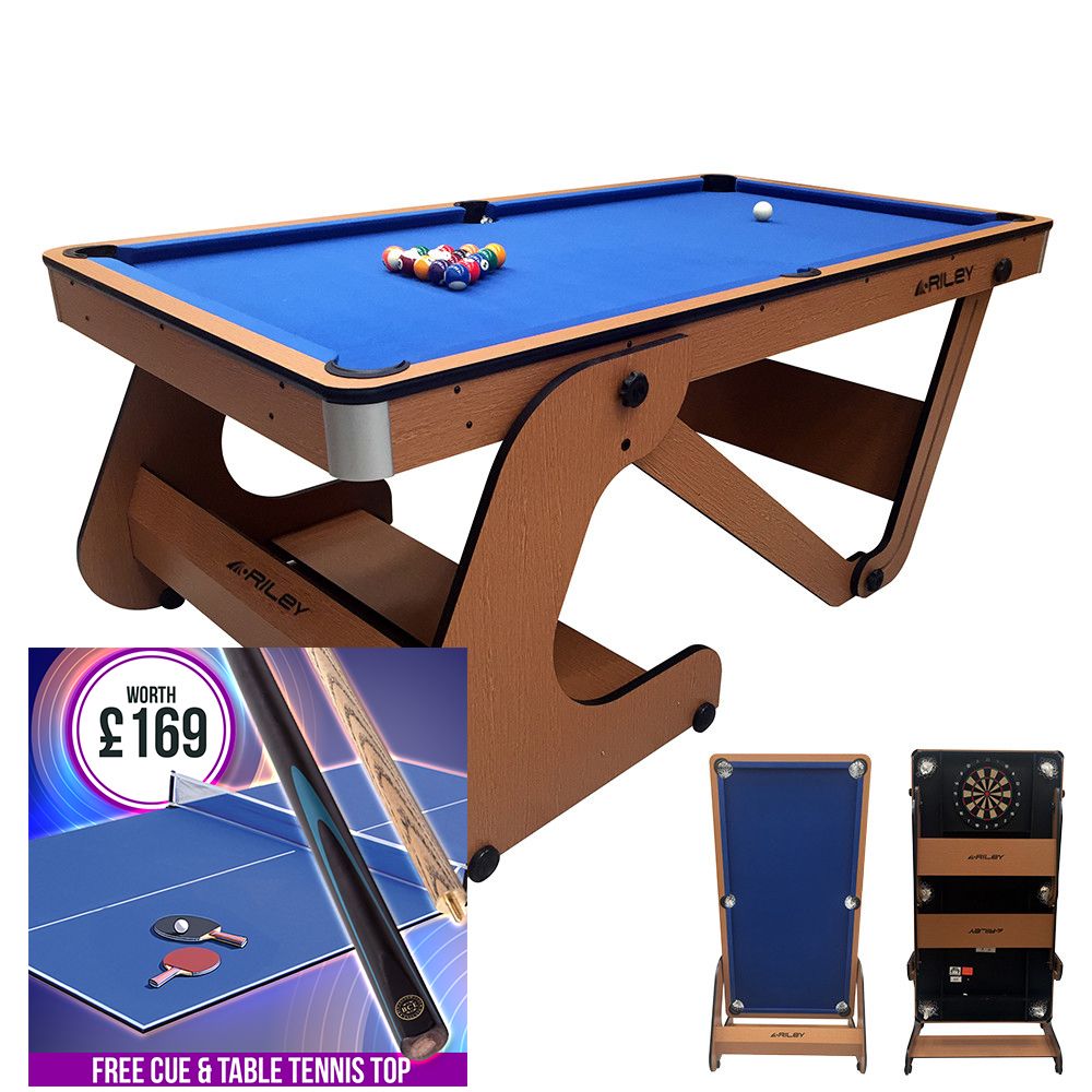 Riley Folding Pool Table with dartboard - 6ft - Vertical Folding ...
