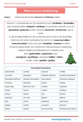 Grade 6 Afrikaans Begrip en Taal: Vrese