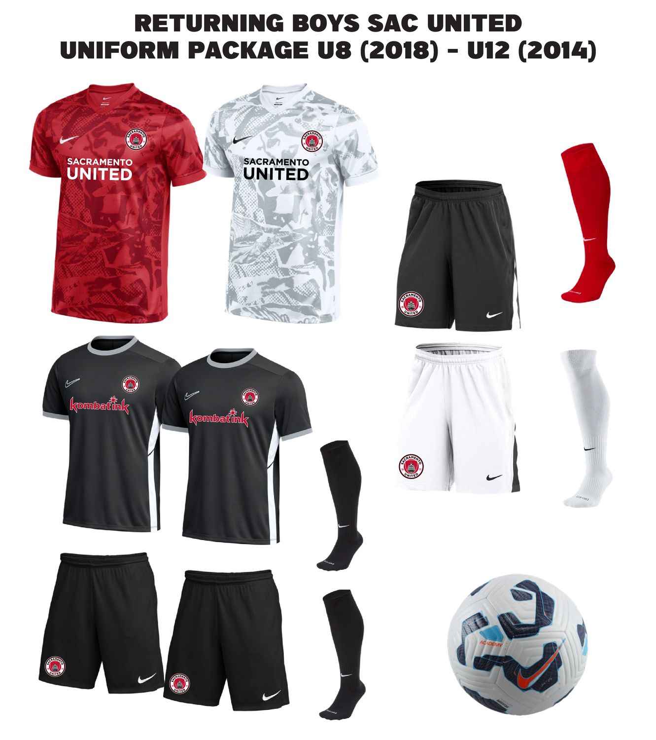 RETURNING SAC UNITED BOYS Uniform Package – Store – Kombat Soccer