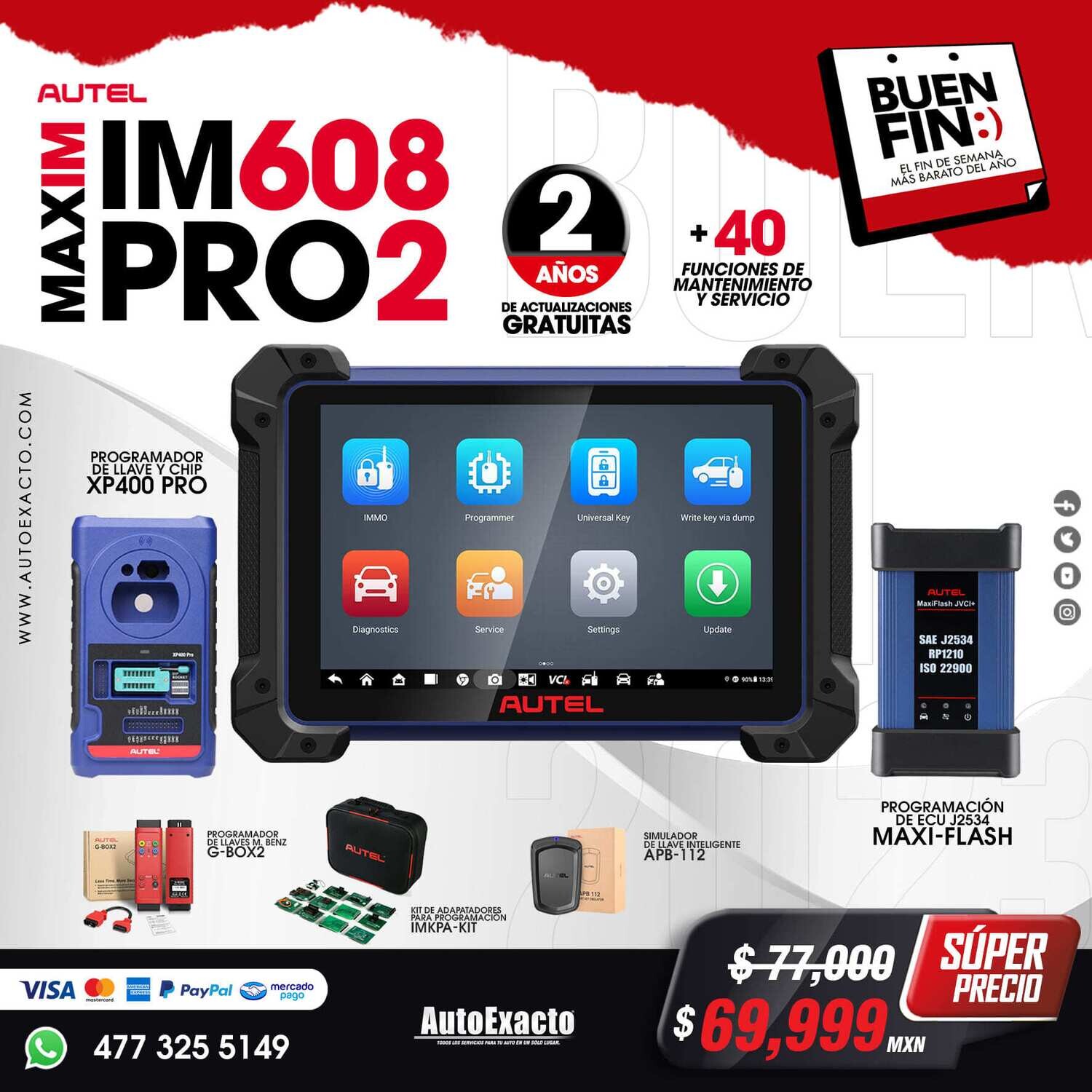 AUTEL MAXIIM IM 608 PRO 2 + ACCESORIOS