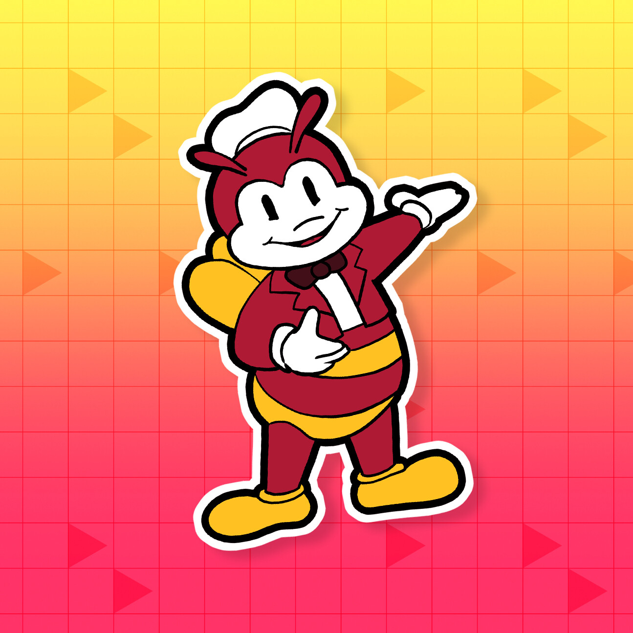 Standing Jollibee Mascot Sticker – Filipino-Inspired – PeckNOrder