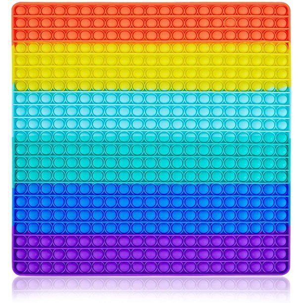 Jumbo Rainbow Poppers Game Sensory Fidget 400 Bubbles push pop fidget ...