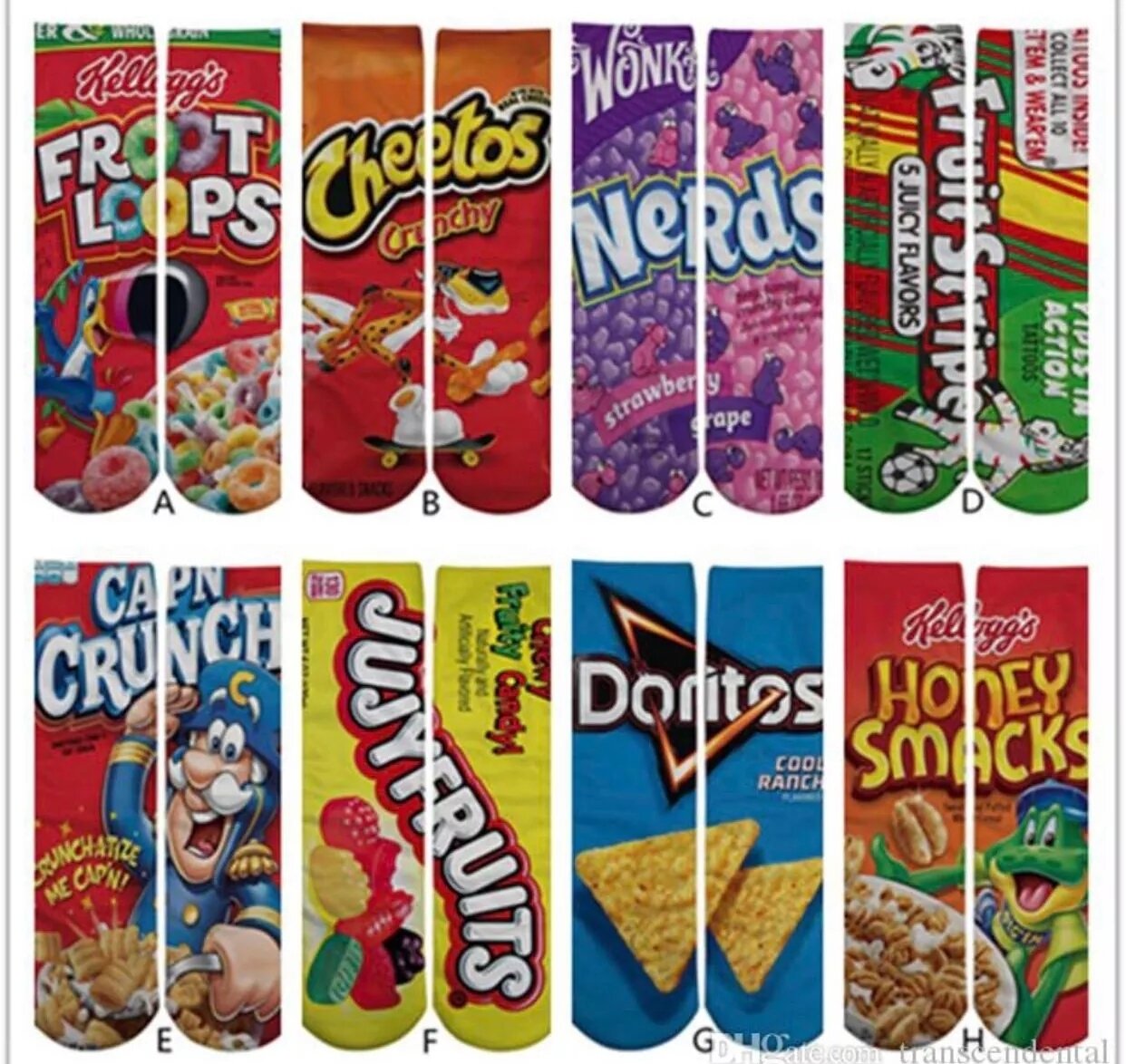 Adult Novelty Socks - Fun snacks, cereals, candy. Cheetos/Nerds/Doritos