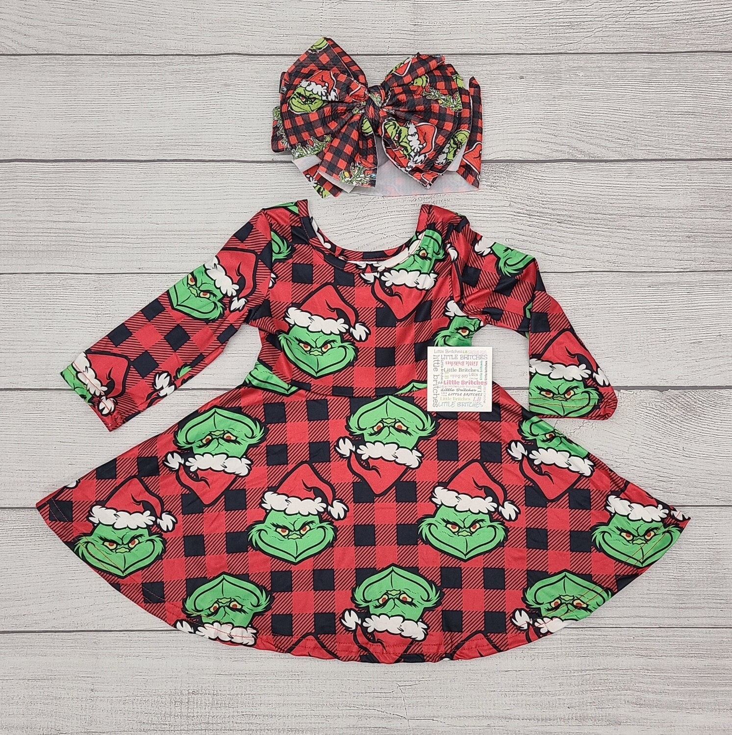 Red Plaid Grinch Dress
