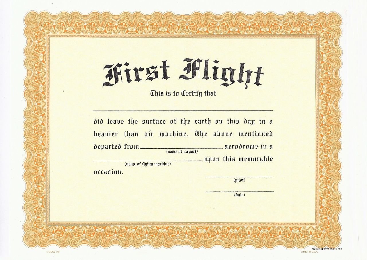 SFA First Flight Certificate