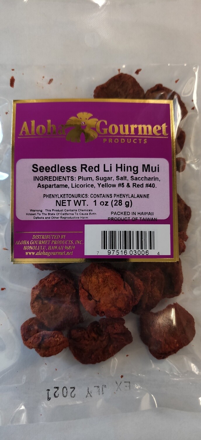 Aloha Gourmet Seedless Li hing Mui Red | Hawaii Snacks