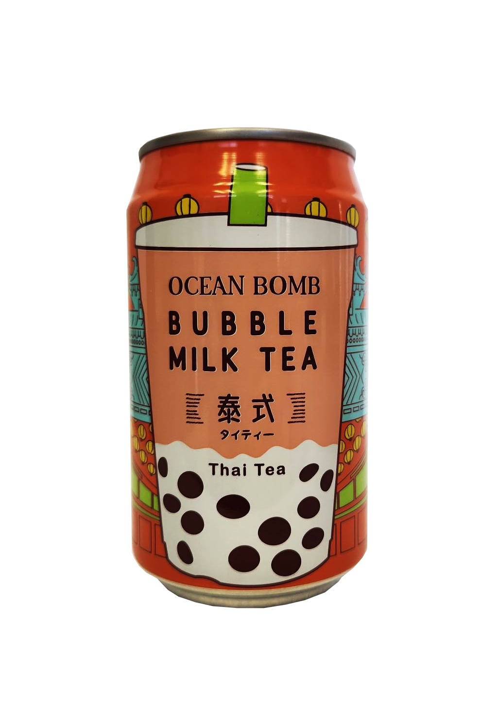 Ocean Bomb Bubble Milk Tea Thai Tea Flavor 10.6oz.