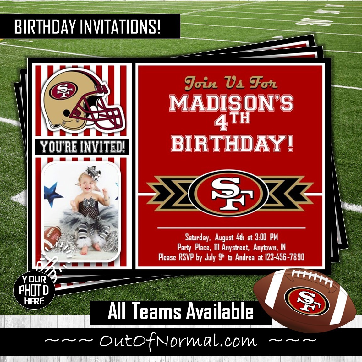 Football Invitations 49ers