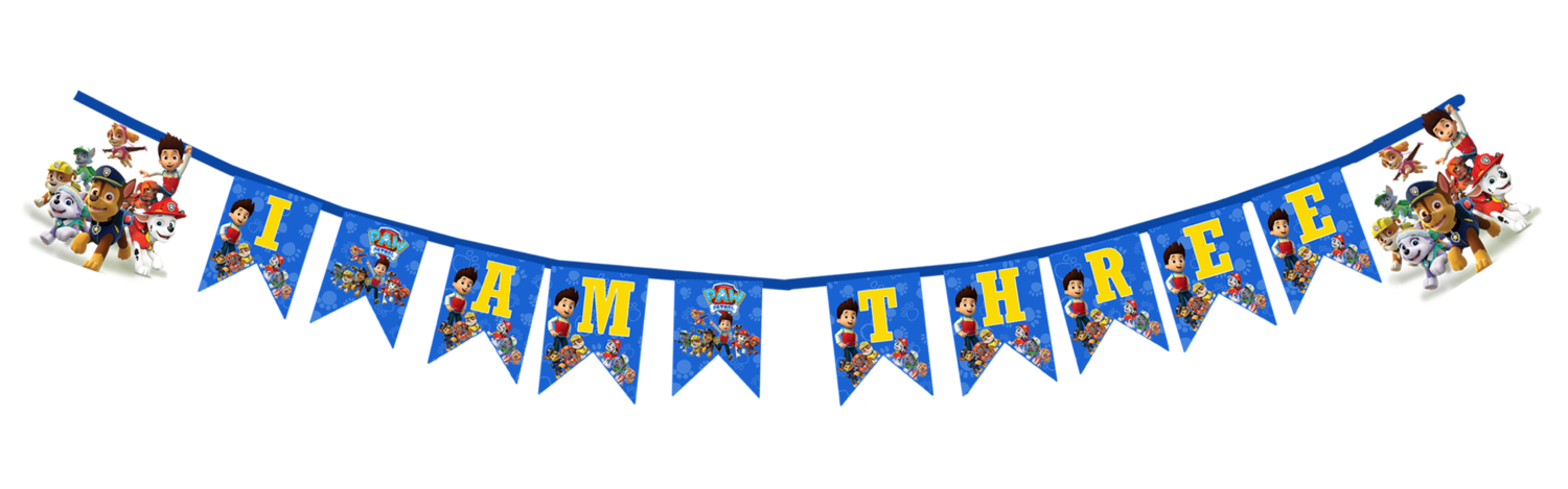 Paw Patrol I am Three Birthday Bunting Banner