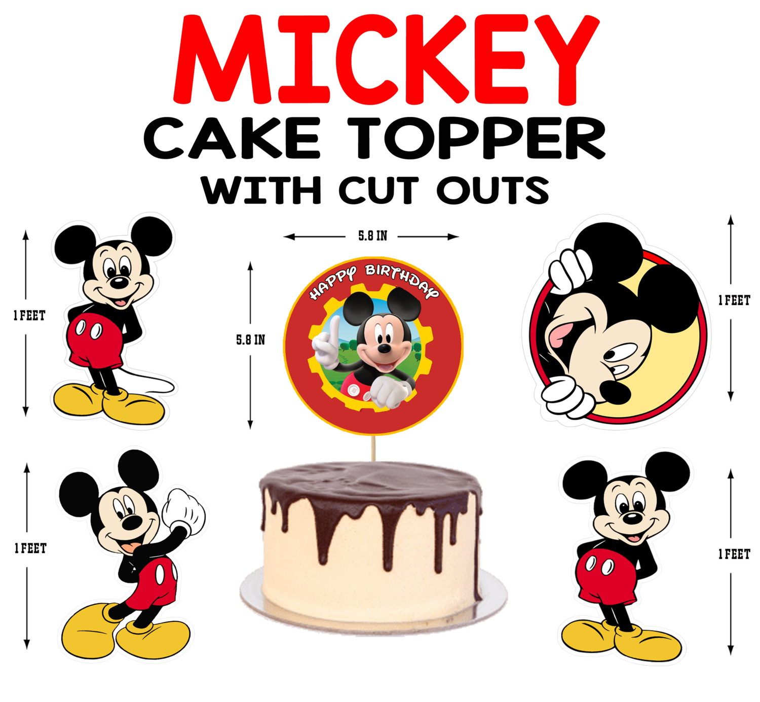 Mickey Mouse Birthday Party Cake Topper Combo Mickey Mouse Birthday Party Cake Topper Combo