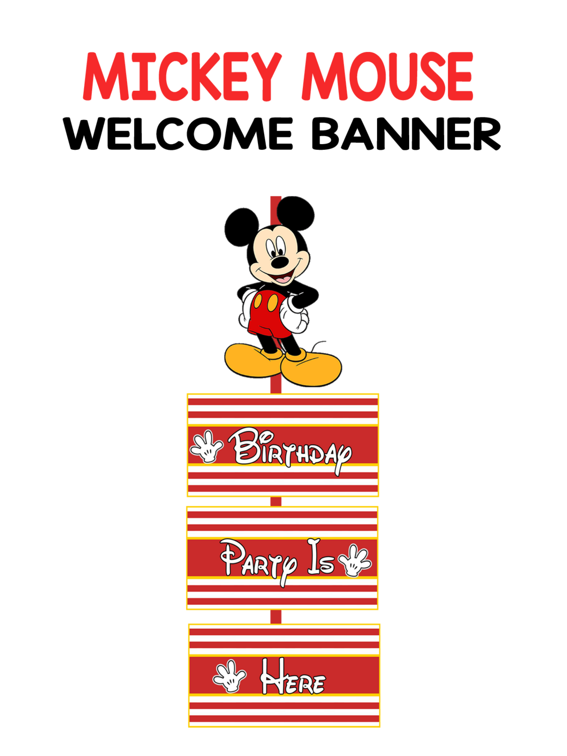 Mickey Mouse Birthday Door / Welcome Banner (3ft)