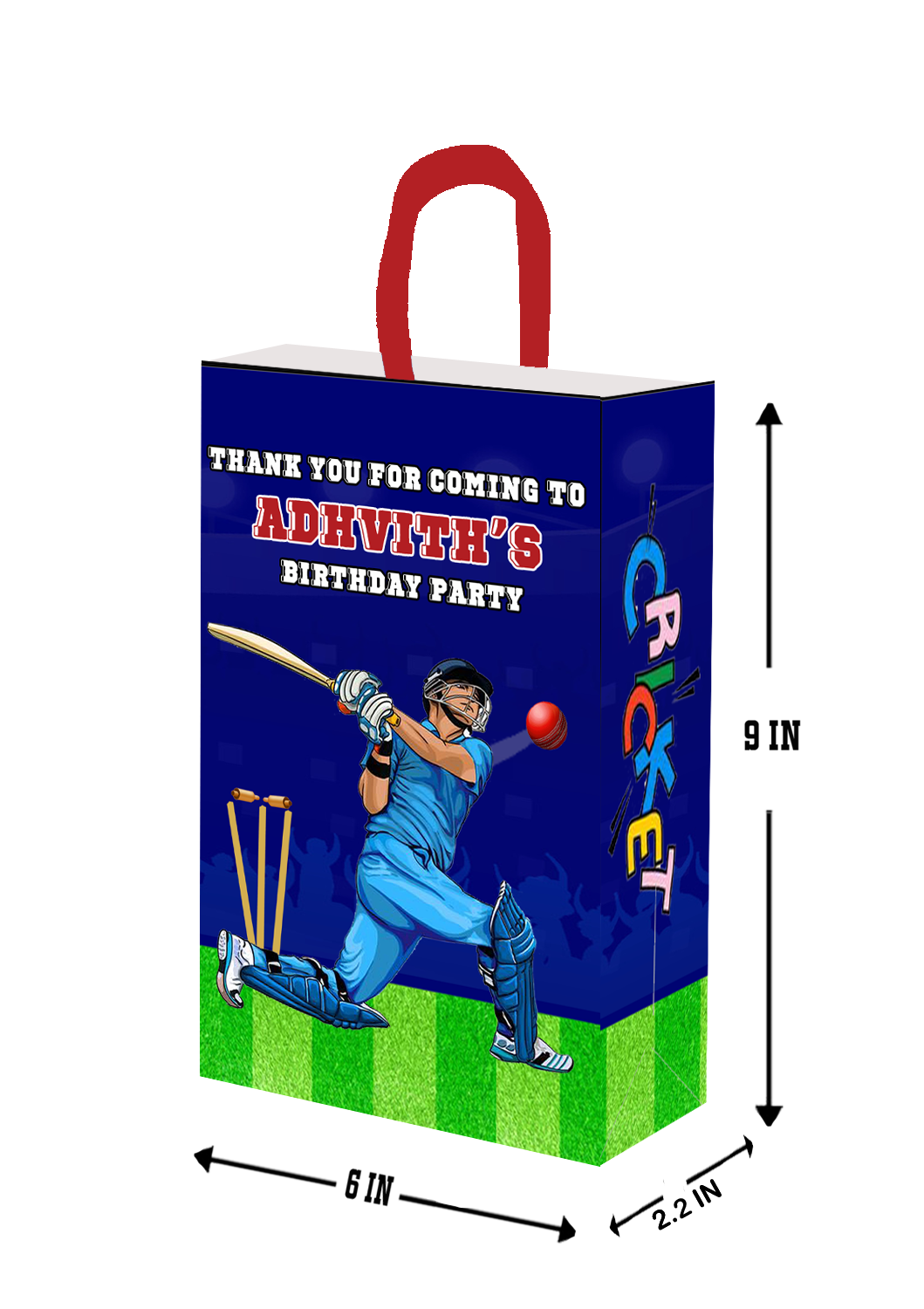 Personalized Cricket Theme Birthday Party Return Gift Bag (10Pcs)