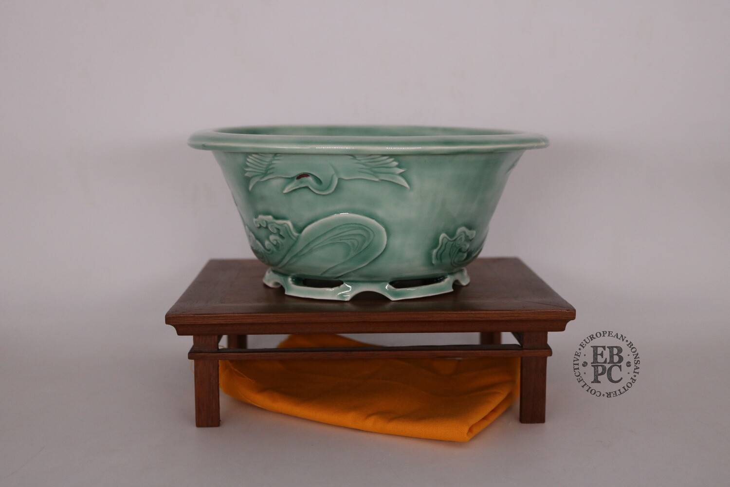 Amdouni Bonsai Pots - 19cm; Porcelain; Celadon; Carved; Made for Aki ...