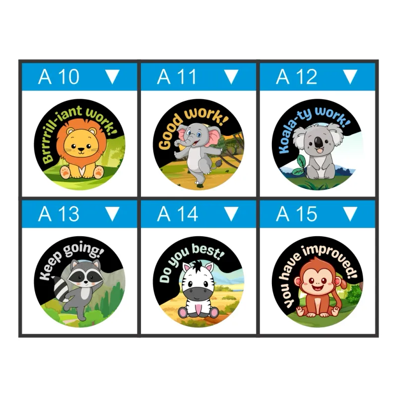 Safari Reward Stickers – 12 Per Sheet – Motivational Animal Stickers ...