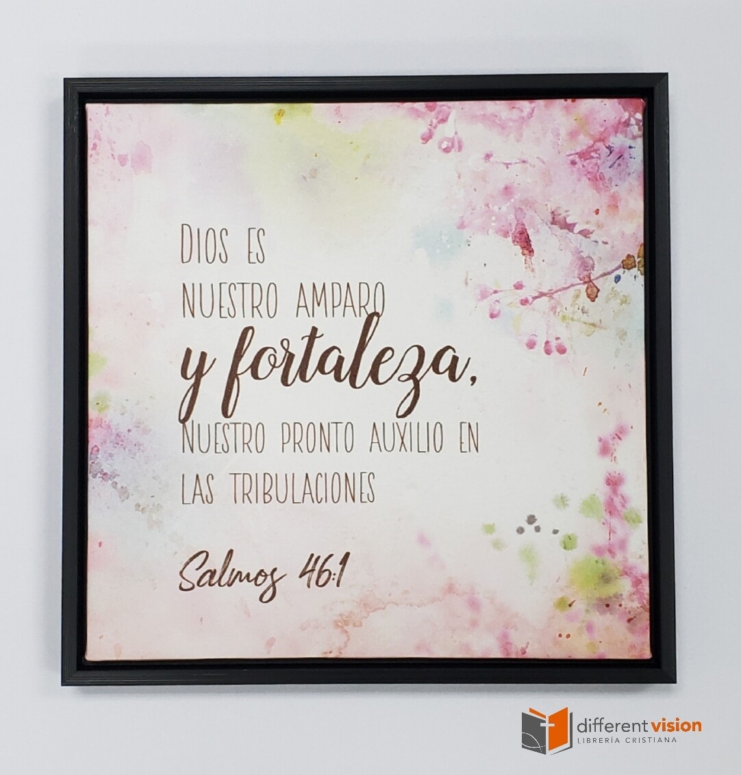 Cuadro con marco en madera negra - Dios es nuestro amparo
