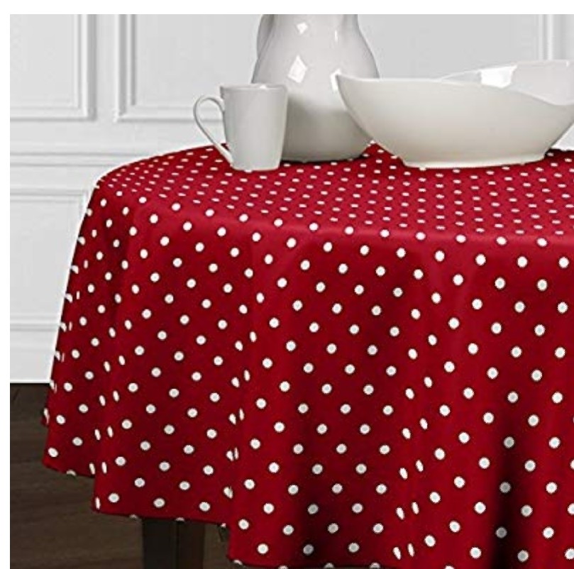 Seamless 90 inch round polka dot tablecloth