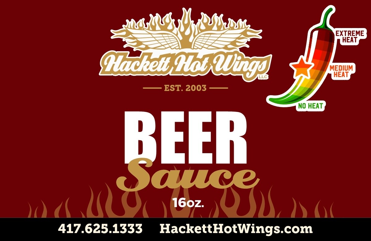 Beer Sauce – 16oz. Bottle – Shop – Hackett Hot Wings – Joplin, MO ...