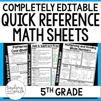 Math Reference Sheet 5th Grade