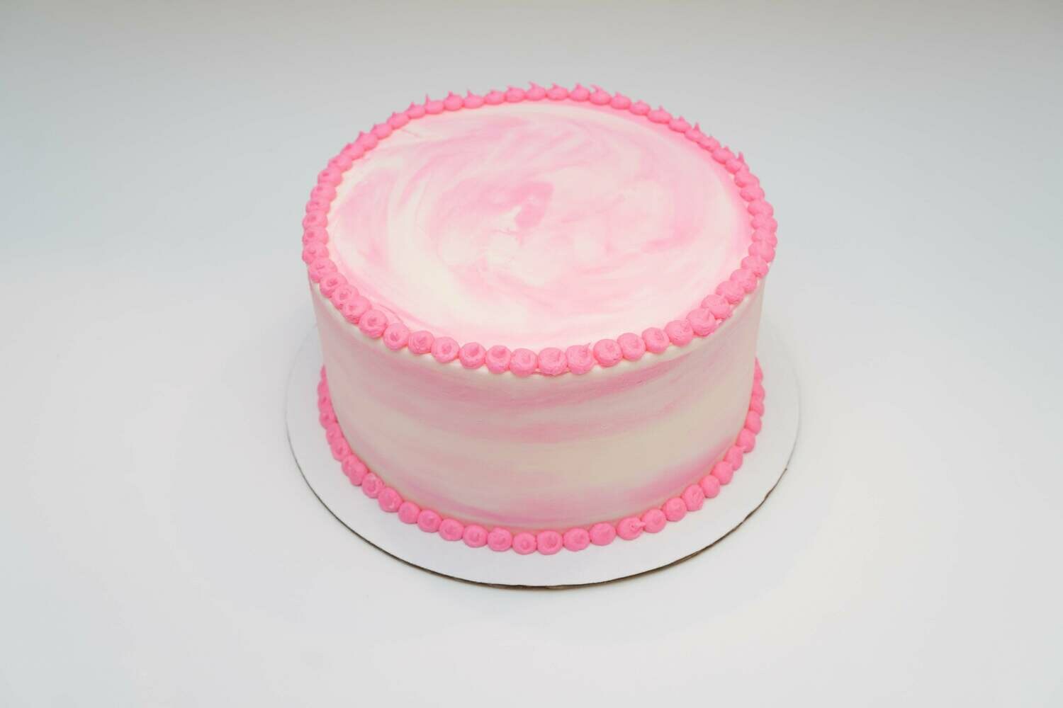Pink on White Swirl Cake