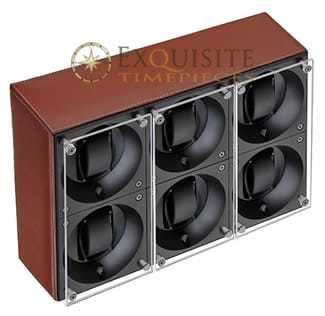 Swiss Kubik Watch Winder Sextuple - Natural Calf Leather With White ...