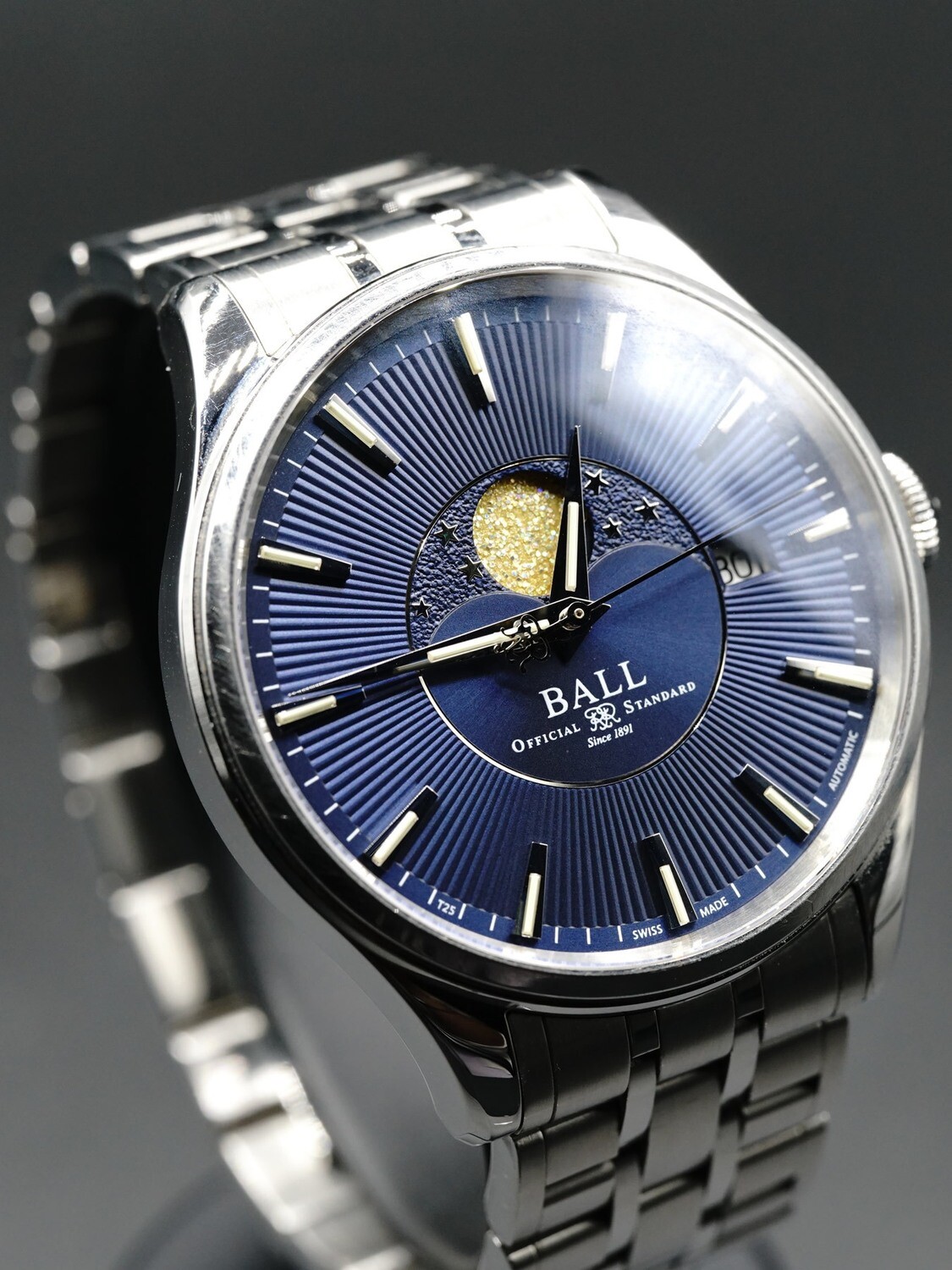 Ball Watch Trainmaster Moon Phase Blue Dial NM3082D-SJ-BE - Exquisite ...