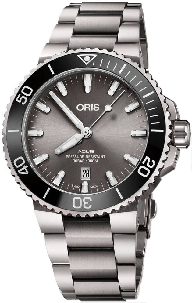 Oris Aquis Titanium Date Grey Dial on Bracelet - Exquisite Timepieces