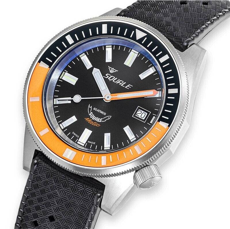 Squale Matic Orange Bezel on Strap MATICXSC.HT - Exquisite Timepieces