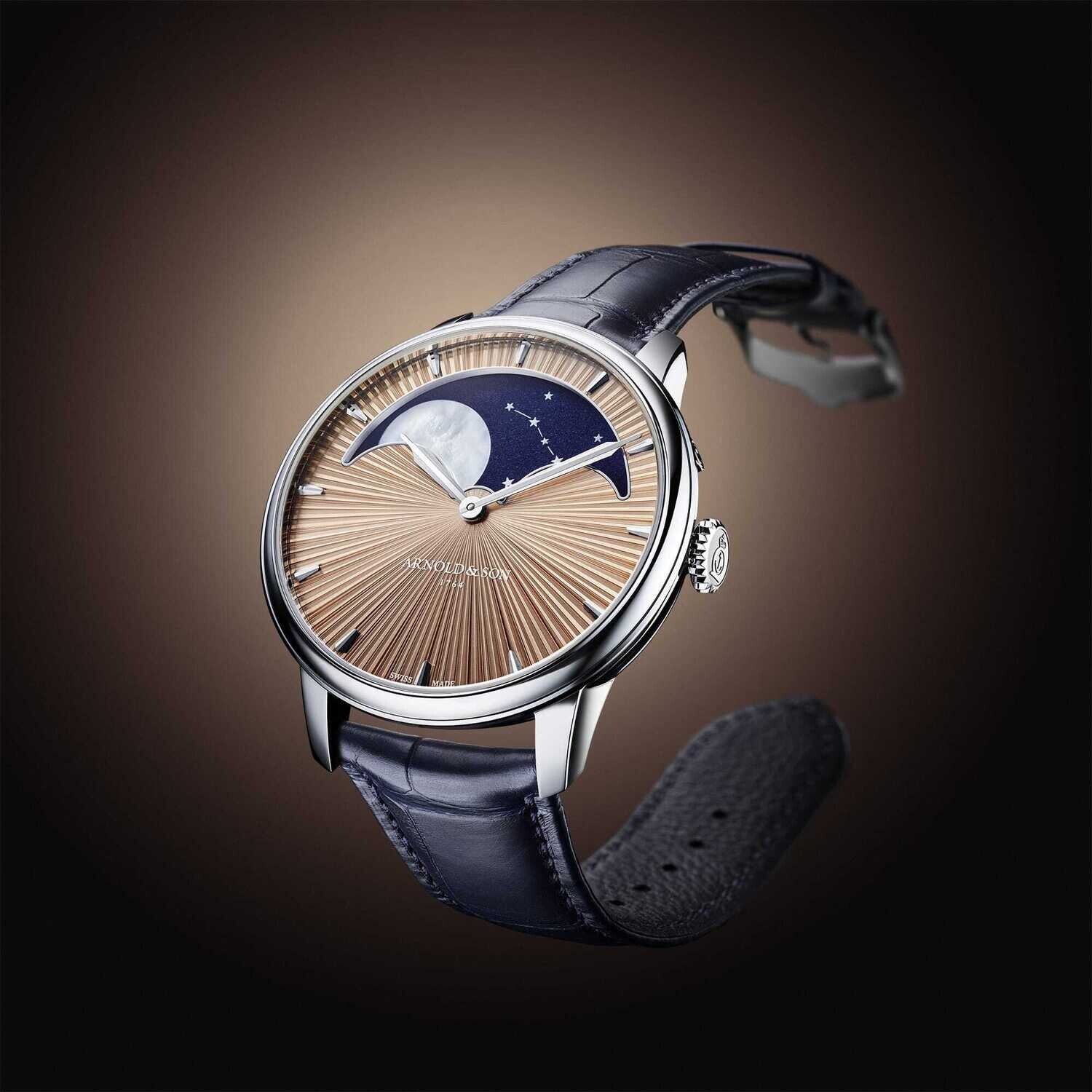 Arnold & Son 1GLBX.P01A.C20 Perpetual Moon 41.5 Platinum Salmon ...