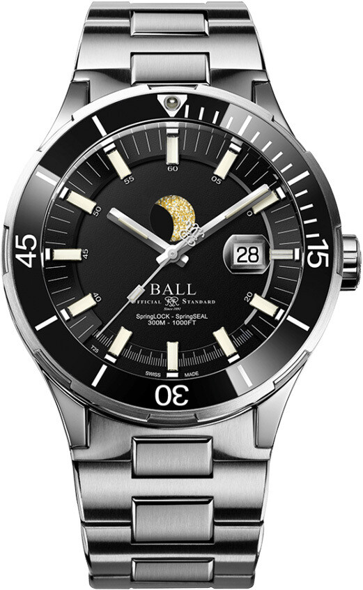 Ball DM3150B-S13J-BK Roadmaster Challenger Moonphase 43mm Black Dial on ...