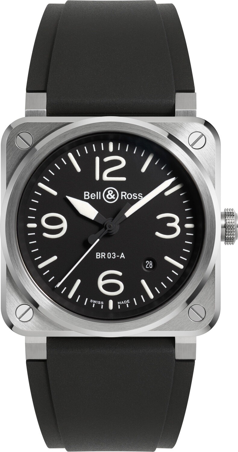 Bell & Ross BR03A-BL-ST/SRB BR 03 Black Steel - Exquisite Timepieces