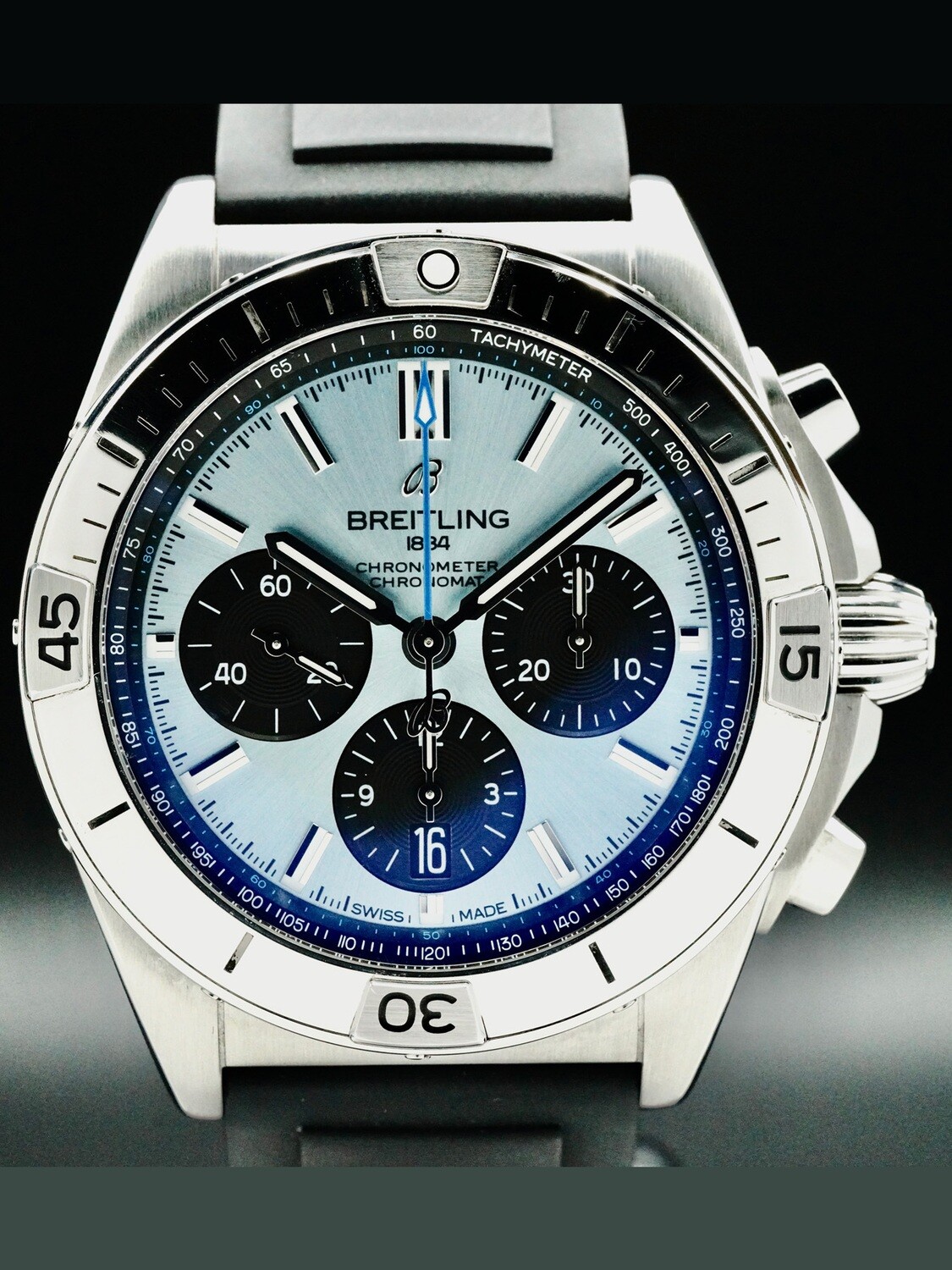 Breitling Chronomat B01 Ice Blue Dial Platinum Bezel Chronograph 42mm ...