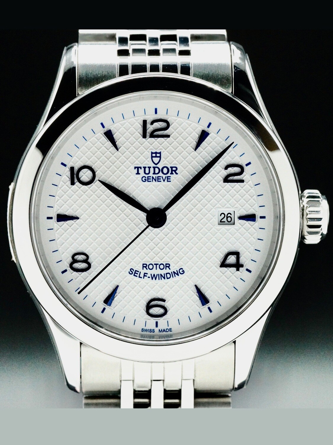 Tudor 91350-0005 Steel Case Opaline and blue dial - Exquisite Timepieces