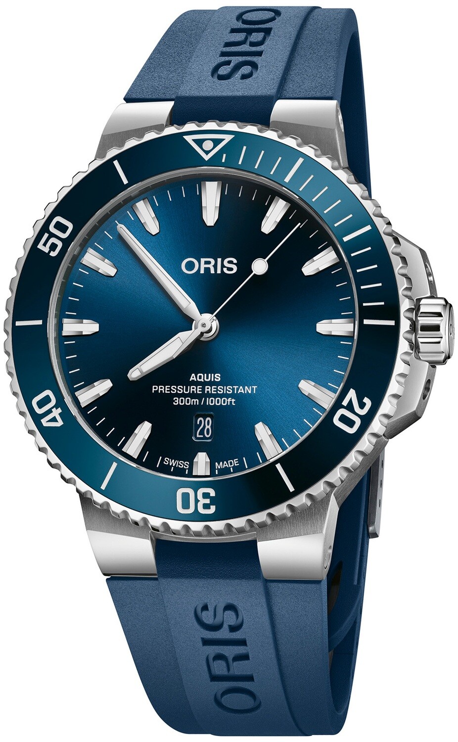 Oris Aquis Date Blue Dial on Strap - Exquisite Timepieces
