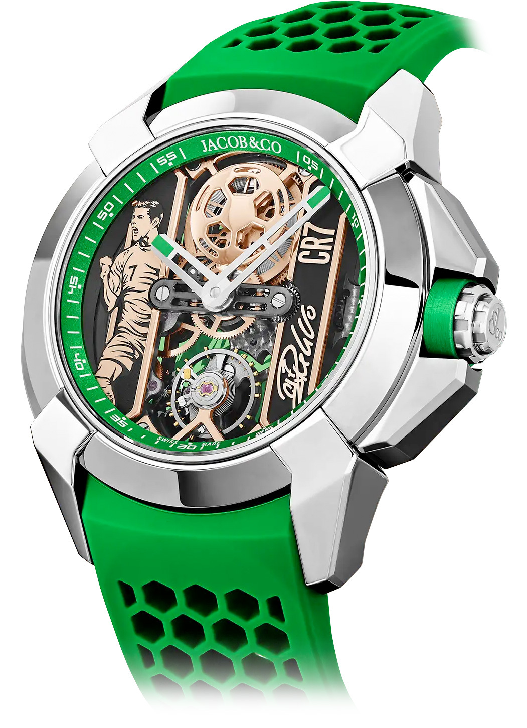Jacob & Co. Epic X CR7 Heart of CR7 Stainless Steel Green on Strap ...