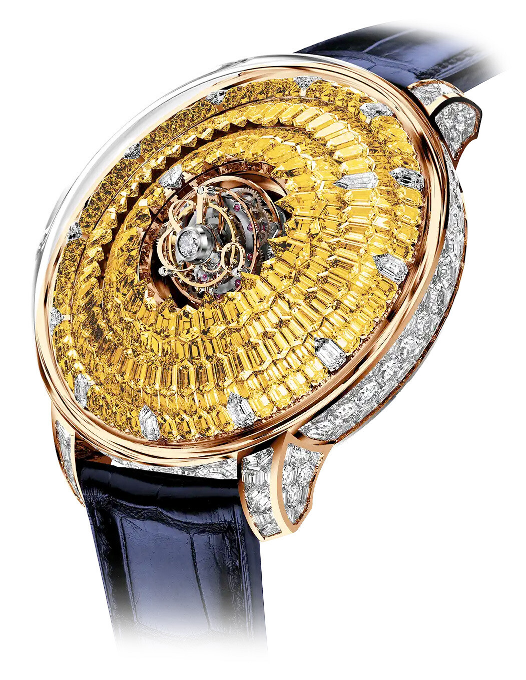 Jacob & Co. The Mystery Tourbillon Yellow Sapphires Rose Gold on Strap ...