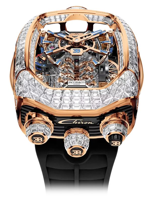 Jacob & Co. Bugatti Chiron Tourbillon Baguette Diamonds Rose Gold on ...