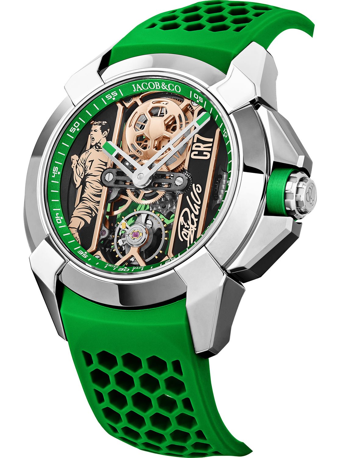 Jacob & Co. Epic X CR7 Heart of CR7 Stainless Steel Green on Strap ...