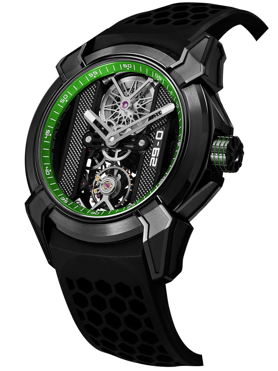 Jacob & Co. Epic X Skeleton Khabib Titanium Green on Strap - Exquisite ...