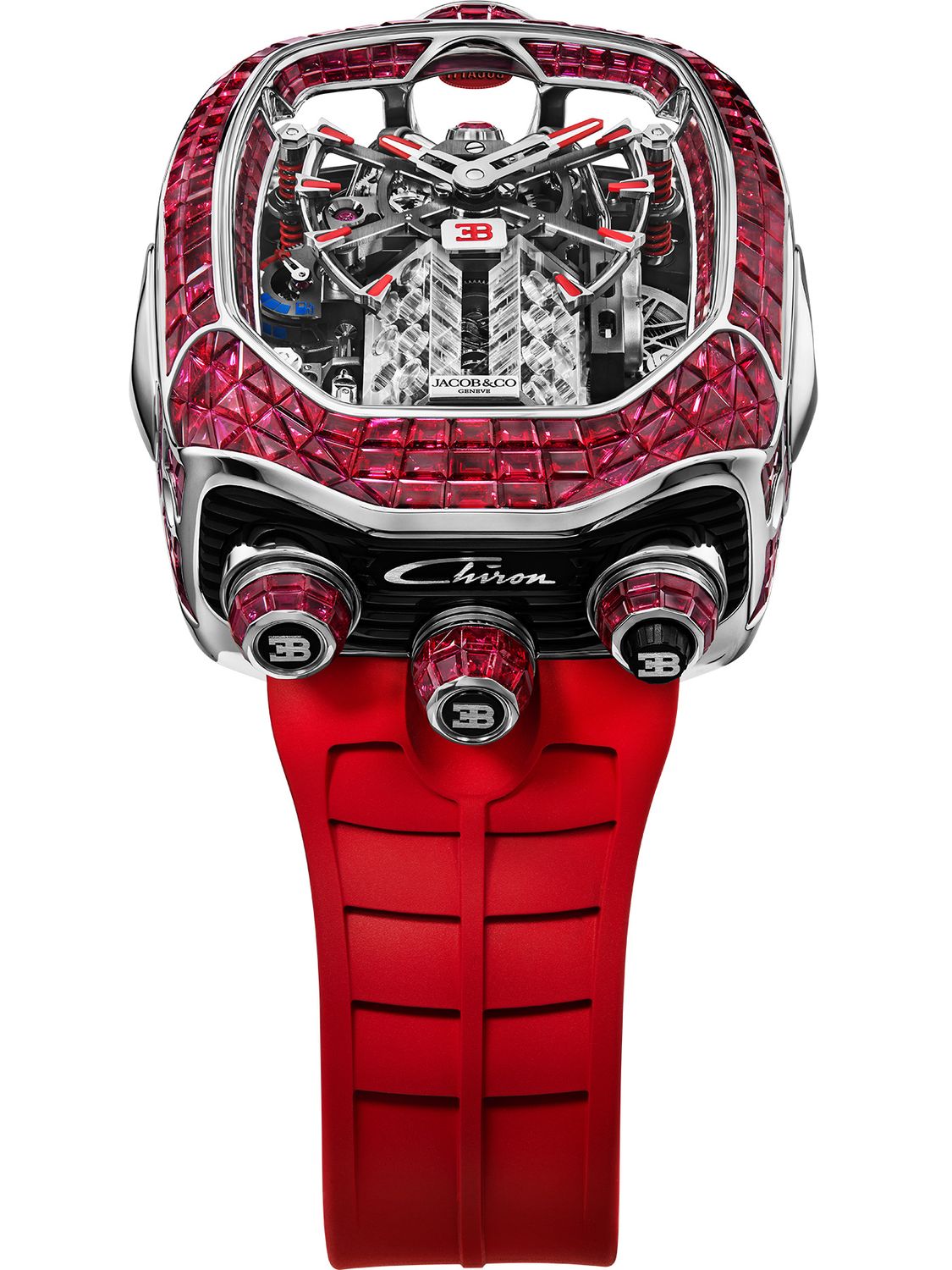 Jacob & Co. Bugatti Chiron Tourbillon Baguette White Gold Rubies on ...