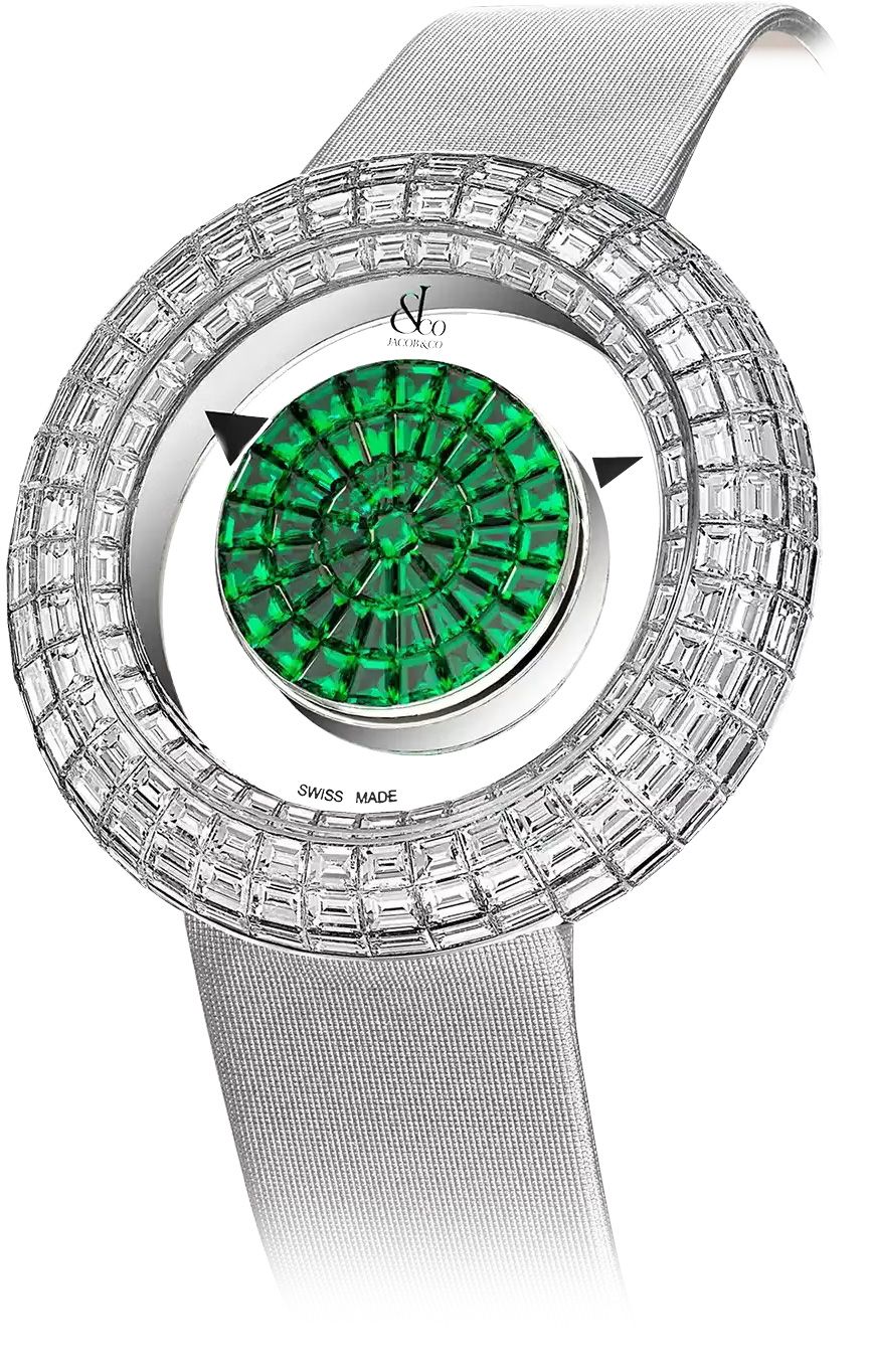 Jacob & Co. Brilliant Mystery Emeralds White Gold on Strap 38mm ...