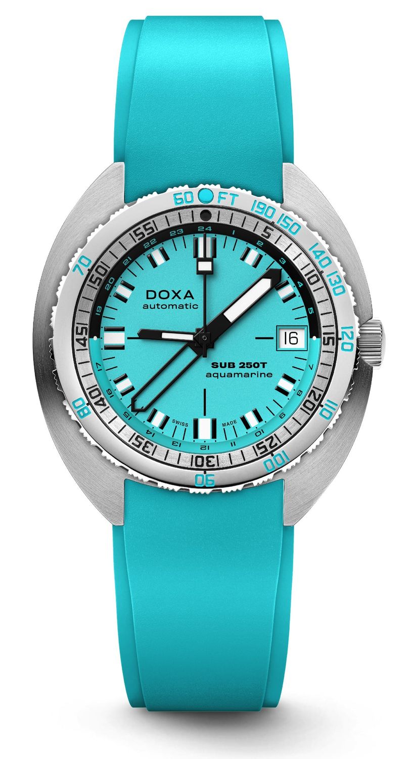 Doxa 855.10.241.25 Sub 250T Aquamarine On Turquoise Rubber Strap ...