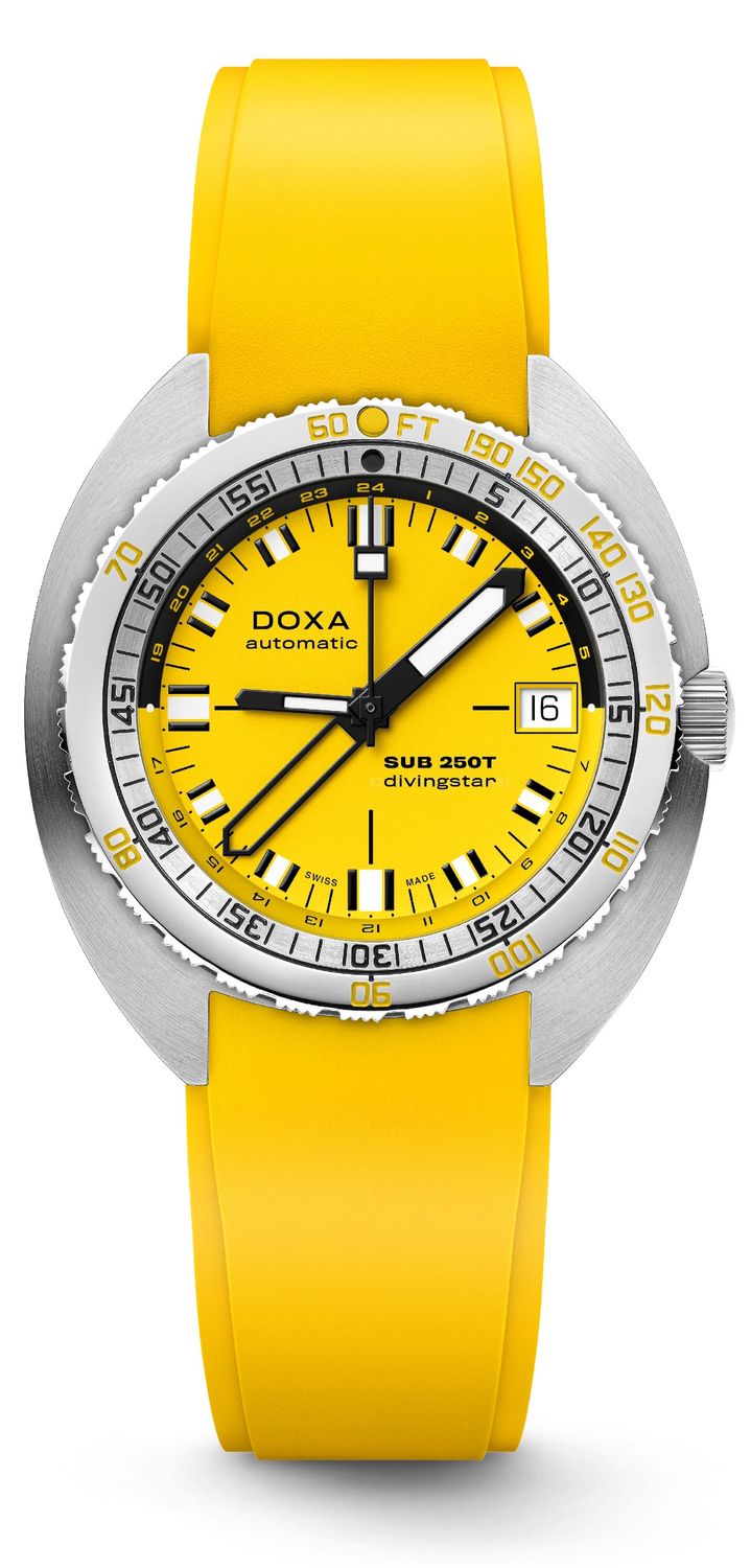 Doxa 855.10.361.31 Sub 250T GMT Divingstar On Yellow Rubber Strap ...
