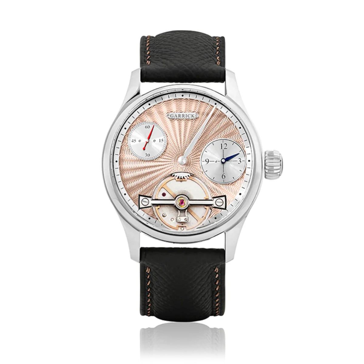 Garrick Regulator Mk Ii Engine Turned Pink Gold Dial - Exquisite Timepieces