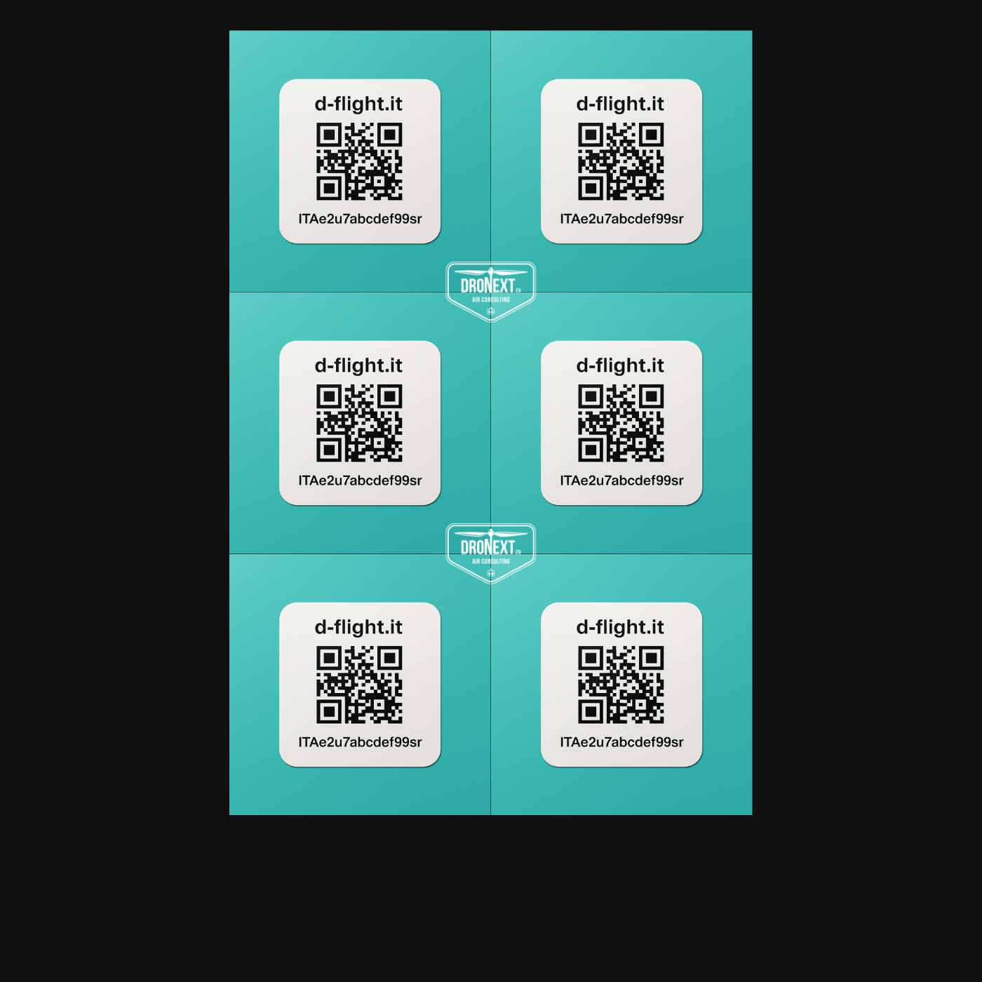 6X Etichette adesive QR CODE D-FLIGHT